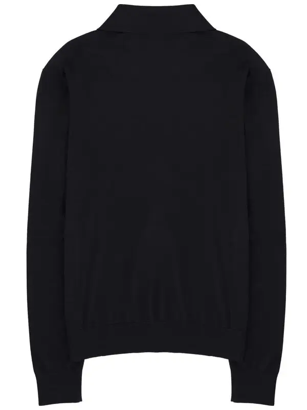 Saint Laurent Polo In Maglia Di Cotone E Seta - Blue