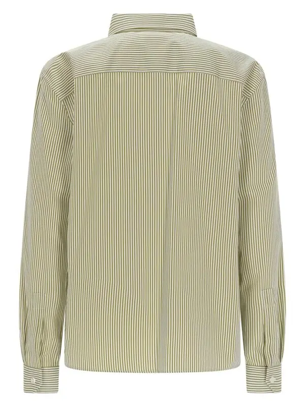 Saint Laurent Cassandre Striped Cotton Shirt - Green