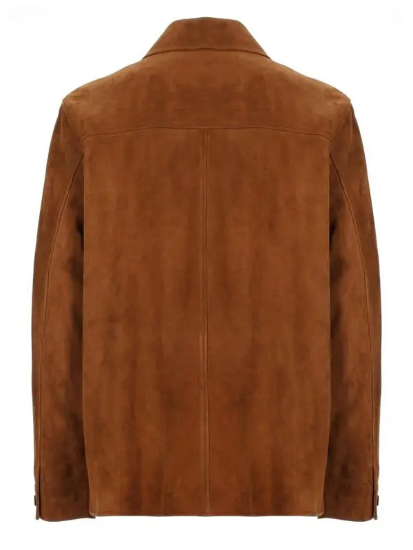 Saint Laurent Overshirt In Suede - Brown