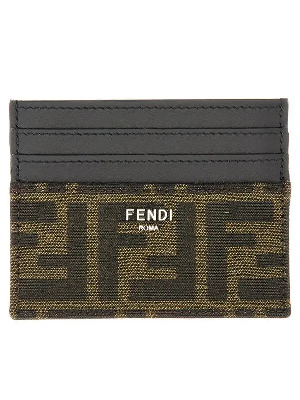 Fendi Leather Card Holder - Brown