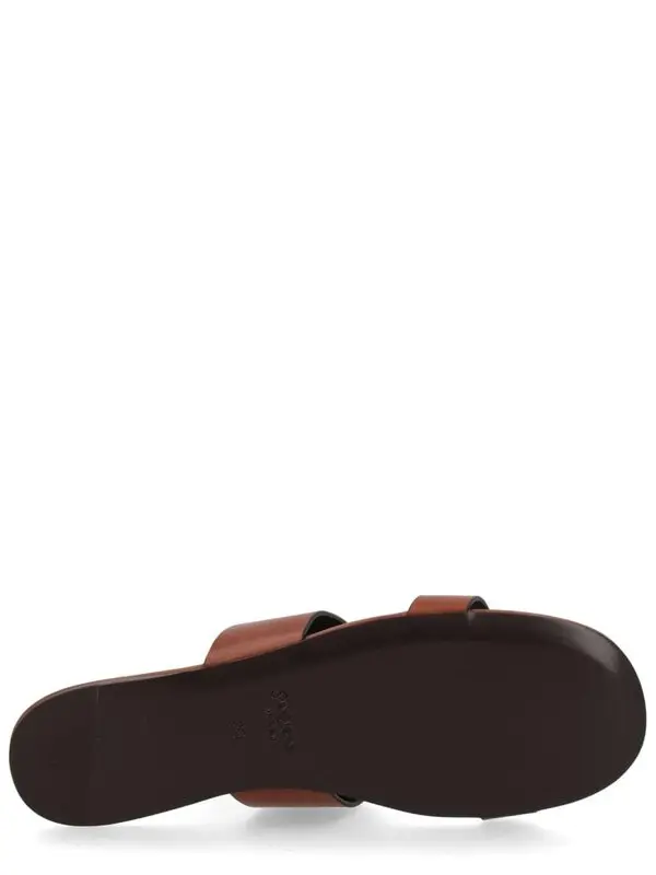 Saint Laurent Babylone Leather Sandals - Brown