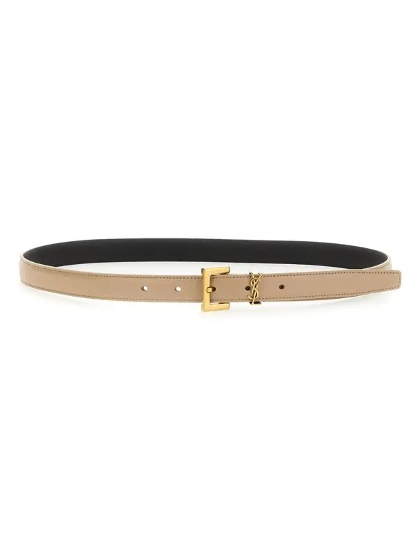 Saint Laurent Cintura Cassandre Sottile - Cream