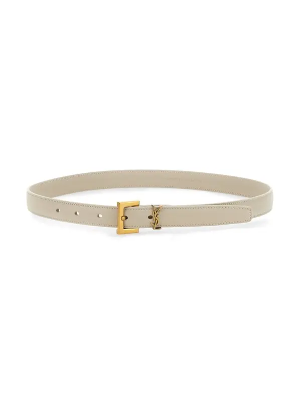 Saint Laurent Cintura Cassandre Sottile - Cream
