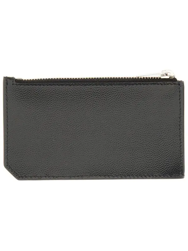 Saint Laurent Portacarte Con Zip E Logo