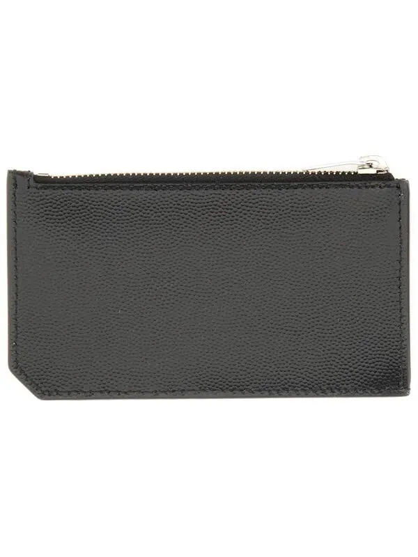 Saint Laurent Portacarte Con Zip E Logo - Black