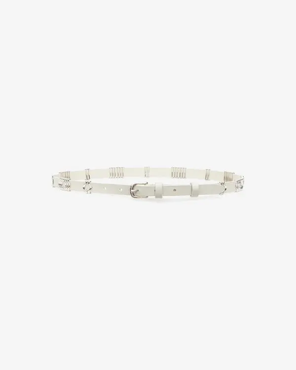Isabel Marant Étoile Odena Calfskin Leather Belt - Chalk-silver