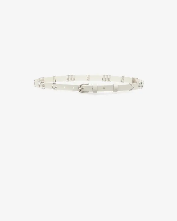 Isabel Marant Étoile Odena Calfskin Leather Belt - Chalk-silver