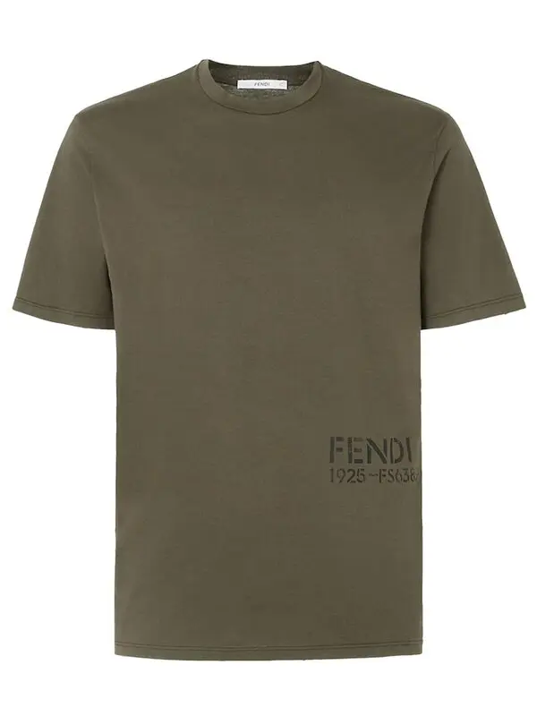 Fendi Cotton T-shirt With Stencil Print - Green