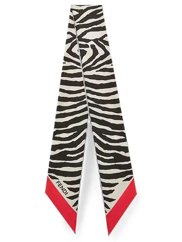 Fendi Silk Scarf With Tiger Animalier Print - Red