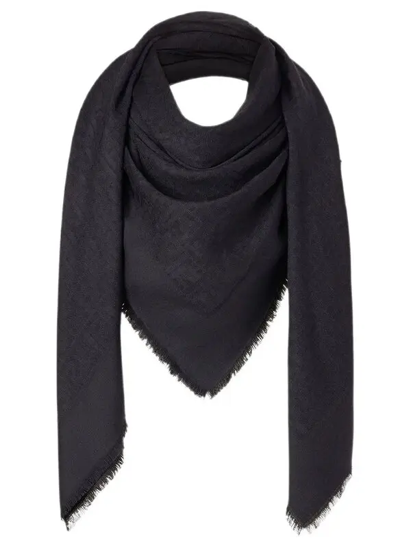Fendi Shawl In Wool, Silk And Cashmere - Black