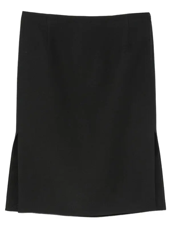 Fendi Pencil Skirt In Wool And Silk - Black