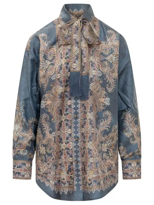 Zimmermann Valiant Silk Paisley Shirt - Blue