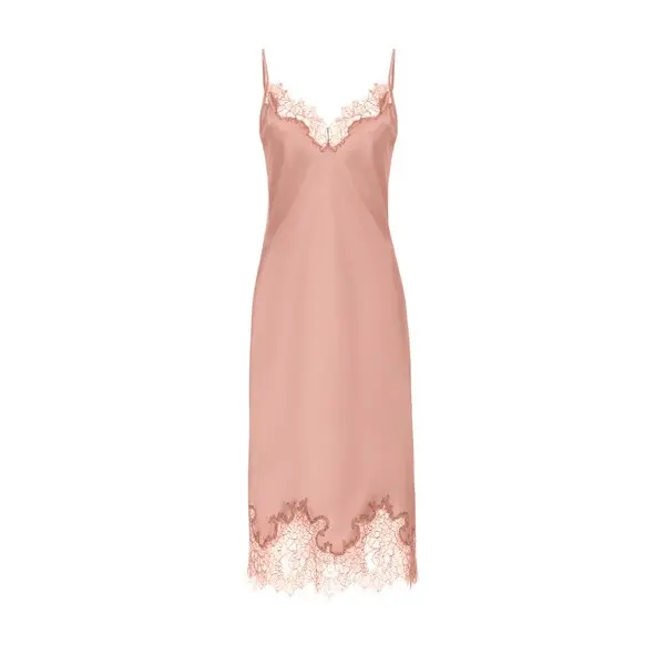 AVENUE 8 Silk Lace Detailed Midi Cami Dress Malibu Peach - Pink