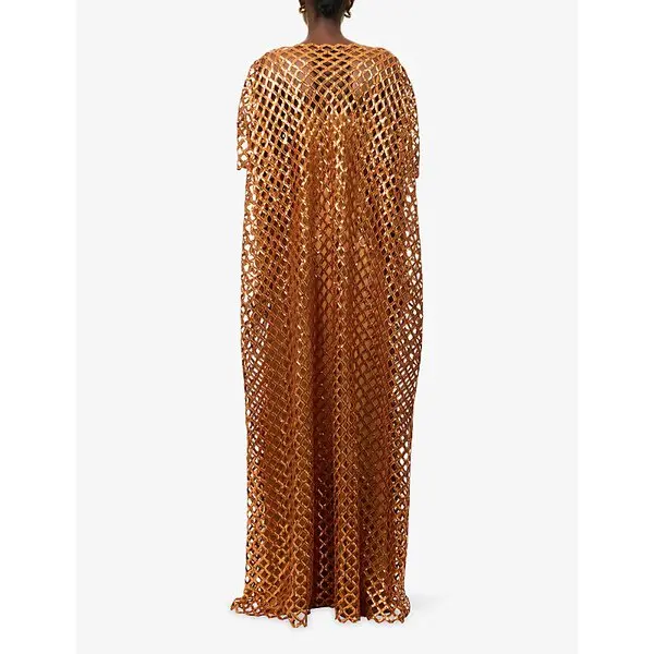 DIMA AYAD V-neck Lattice Sequin Kaftan Dress
