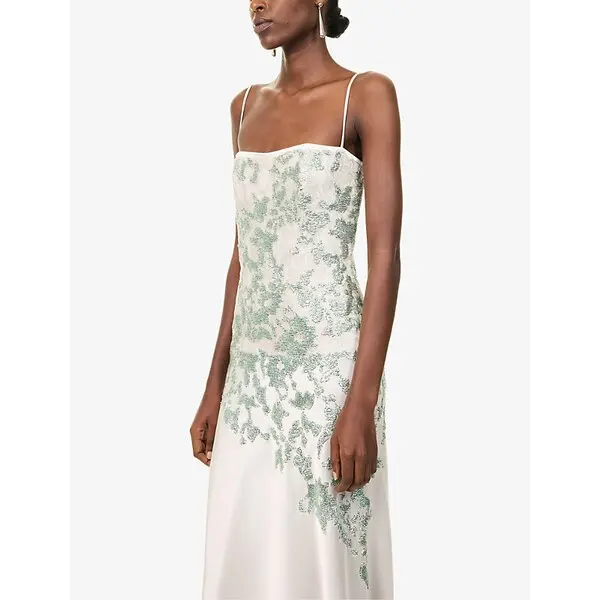 Costarellos Sequined Lace Maxi Gown