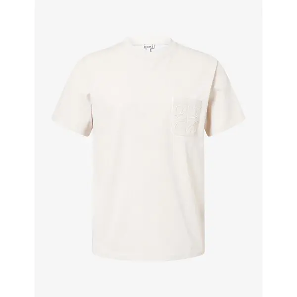 Loewe Anagram Patch-pocket Cotton T-shirt - Light Beige