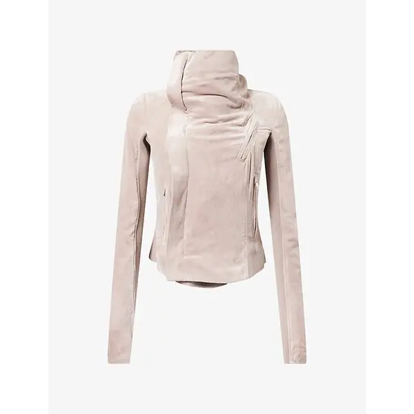 Rick Owens High-neck Velvet Biker Jacket