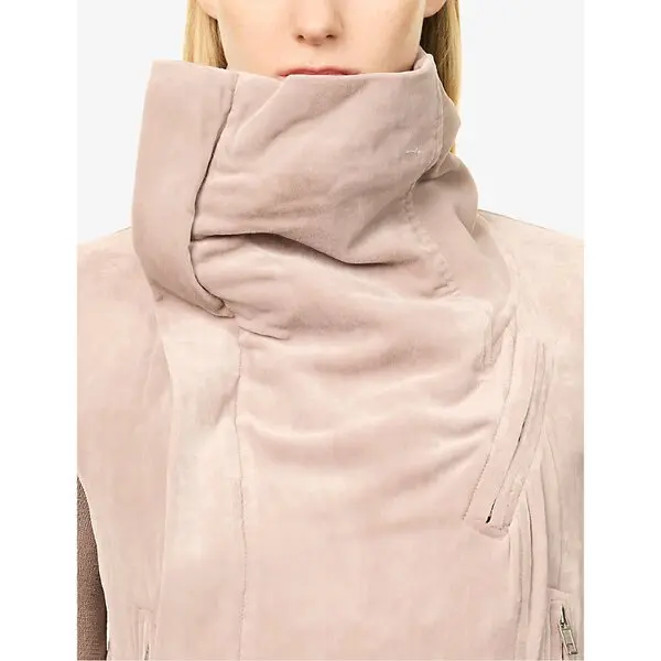 Rick Owens High-neck Velvet Biker Jacket