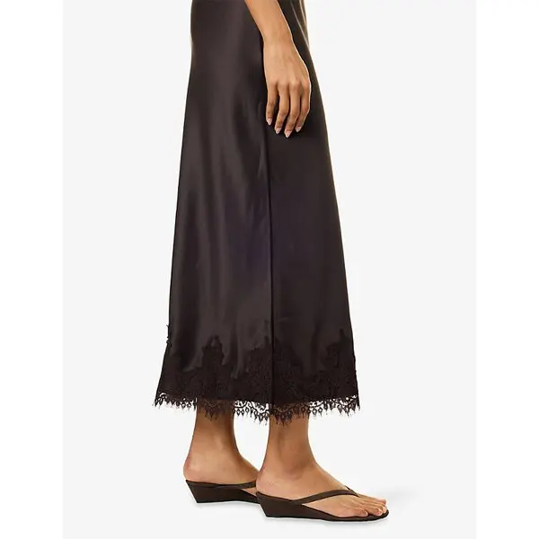 Dissh Selene Lace-trim Satin Midi Skirt