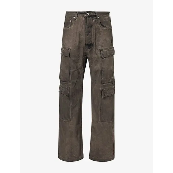 Rick Owens Double Cargo Patch-pocket Denim Jeans - Dust