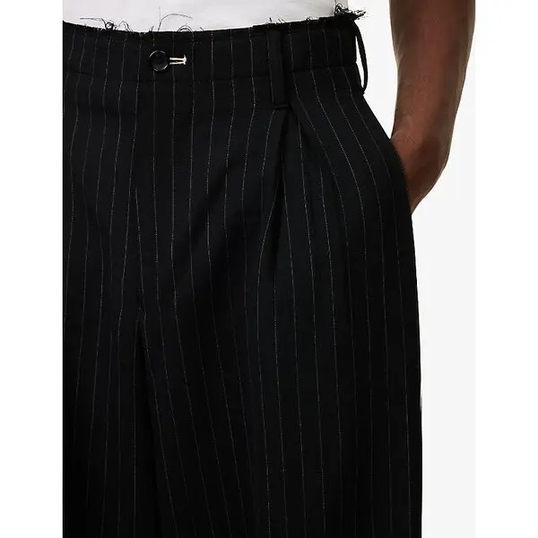 KHOKI Pleats Pinstripe Wool-blend Trousers