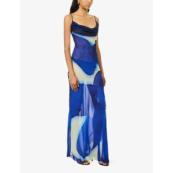 RAT AND BOA Aralia Printed Tulle Maxi Dress