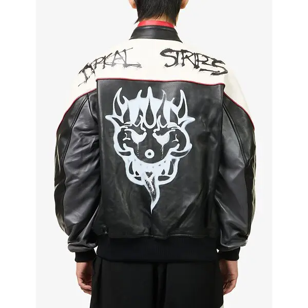 ADIDAS Y-3 Graphic-print Leather Jacket
