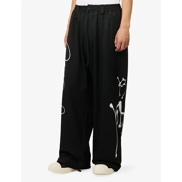 ADIDAS Y-3 Graphic-print Wool-blend Jogging Bottoms