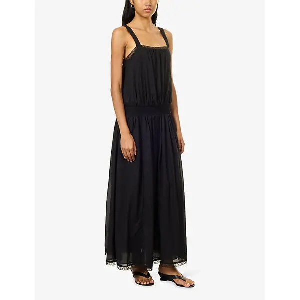 Dissh Rosin Lace-trim Cotton Maxi Dress