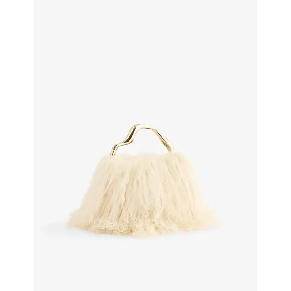 Cult Gaia Solene Shearling Top Handle Bag