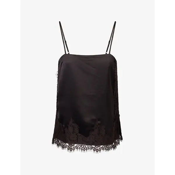 Dissh Selene Lace-trim Satin Cami Top - Espresso