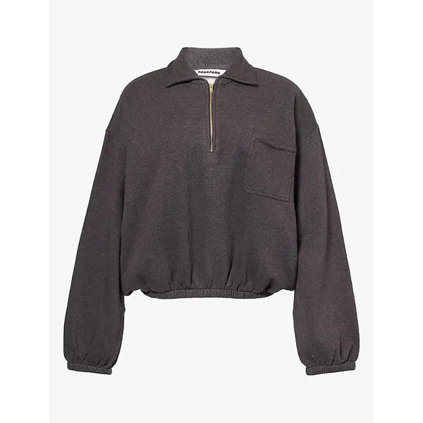 DARKPARK Alva Cropped Half-zip Cotton Jumper - Dark Grey