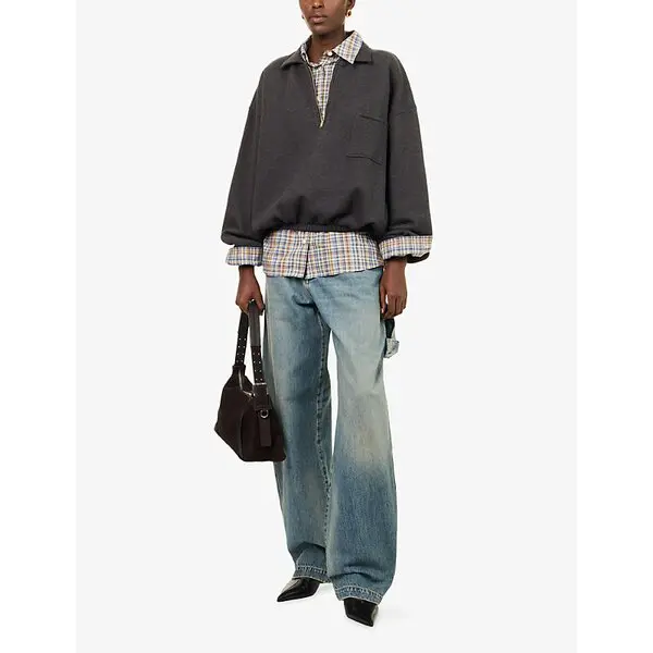 DARKPARK Alva Cropped Half-zip Cotton Jumper