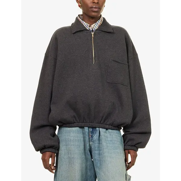 DARKPARK Alva Cropped Half-zip Cotton Jumper