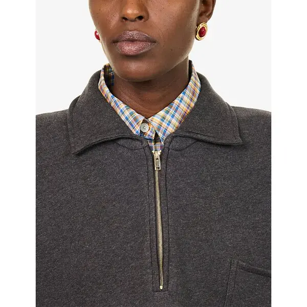 DARKPARK Alva Cropped Half-zip Cotton Jumper