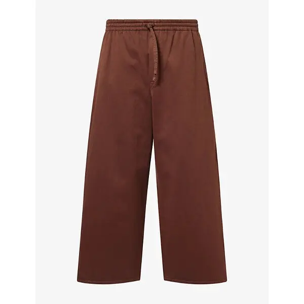 Loewe Ibiza Drawstring-waist Cotton Trousers - Chocolate Brown