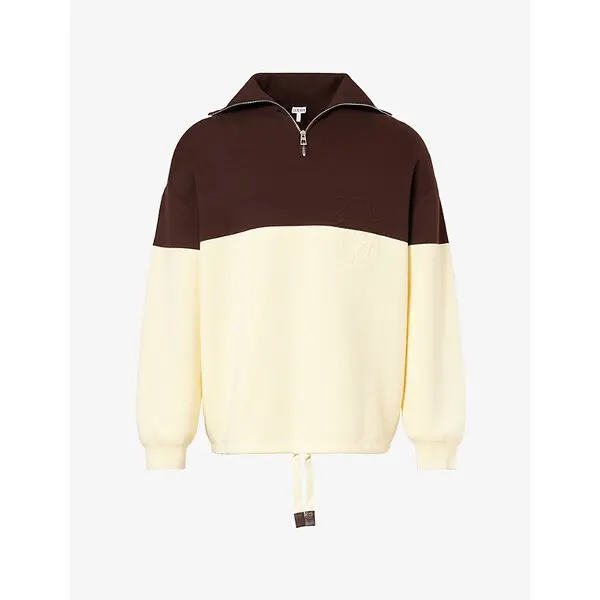 Loewe Two-tone Quarter-zip Cotton-blend Jumper