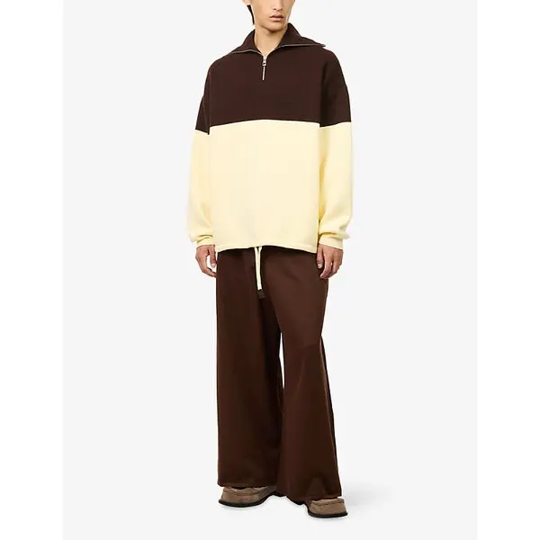 Loewe Two-tone Quarter-zip Cotton-blend Jumper