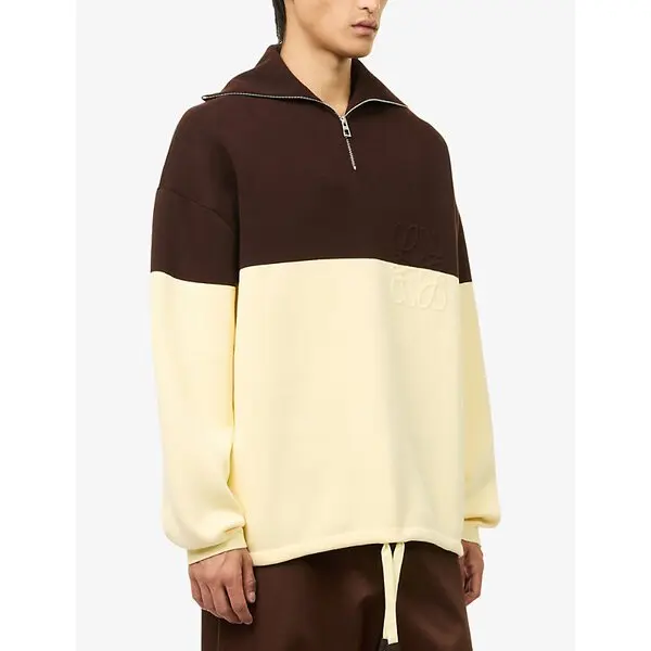 Loewe Two-tone Quarter-zip Cotton-blend Jumper