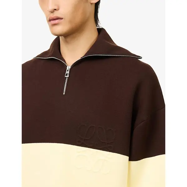 Loewe Two-tone Quarter-zip Cotton-blend Jumper