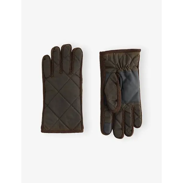 Barbour Westerdale Quilted Waxed-cotton Gloves - Olive