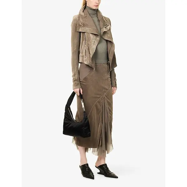 Rick Owens Double-slice Insert Velvet Midi Skirt