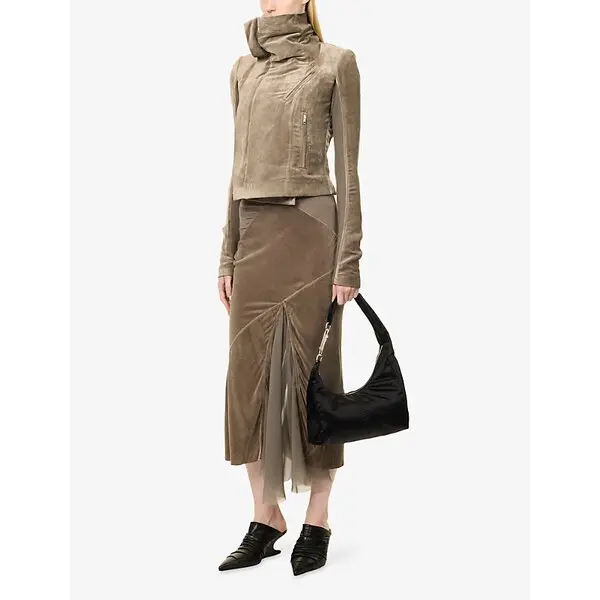 Rick Owens High-neck Velvet Biker Jacket
