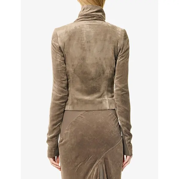 Rick Owens High-neck Velvet Biker Jacket