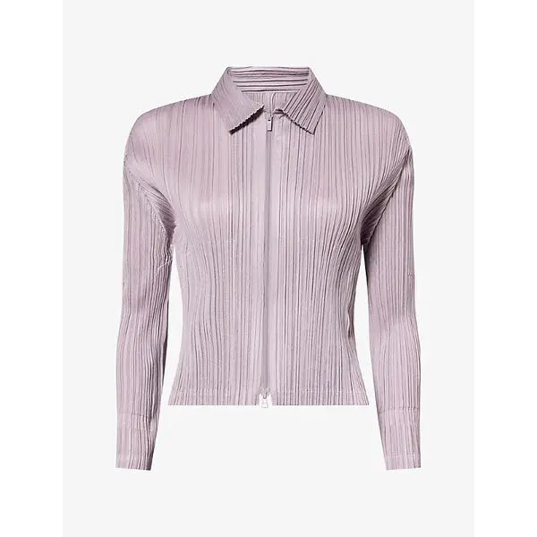 Issey Miyake Zip-up Pleated Knitted Jacket - Grey