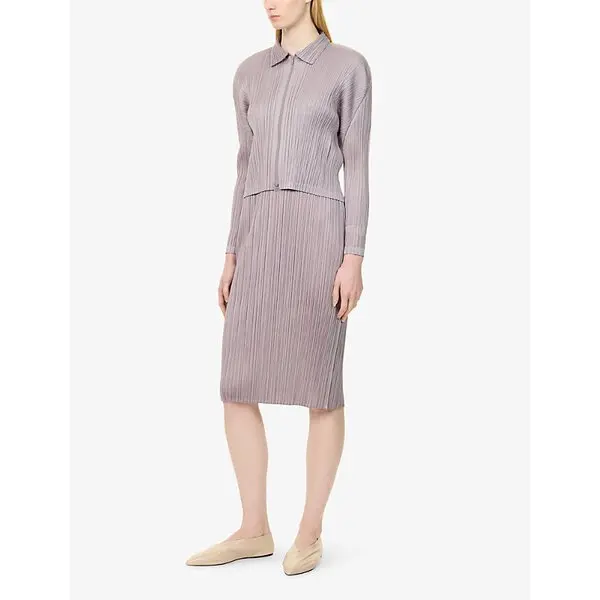 Issey Miyake Zip-up Pleated Knitted Jacket