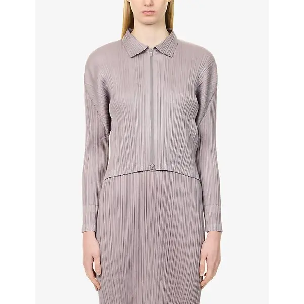 Issey Miyake Zip-up Pleated Knitted Jacket