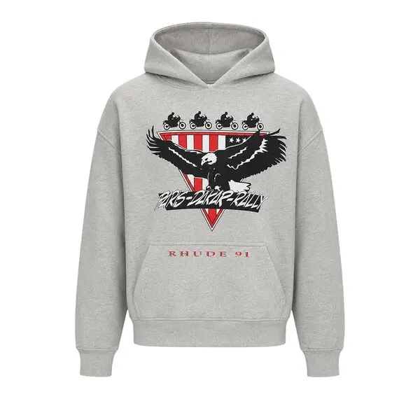 Rhude Stage Racing Hoodie 'heather /black/red