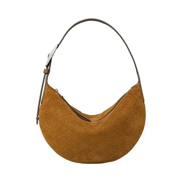 Tory Burch T Monogram Suede Small Balloon Bag 'chicory - Brown