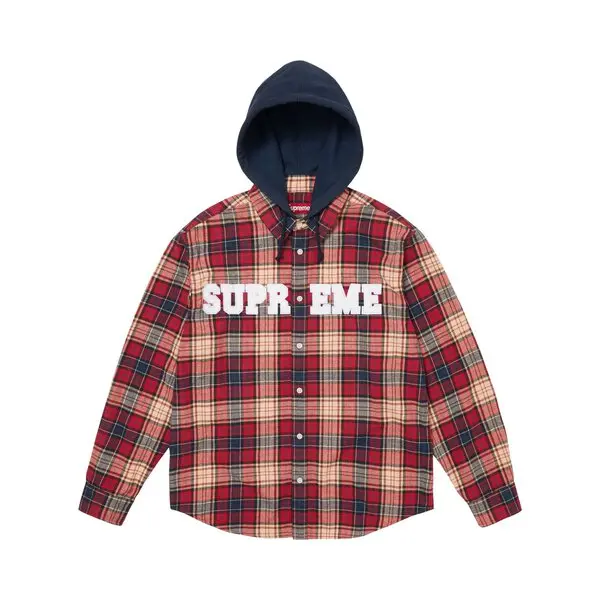 Supreme Appliqué Hooded Flannel Shirt